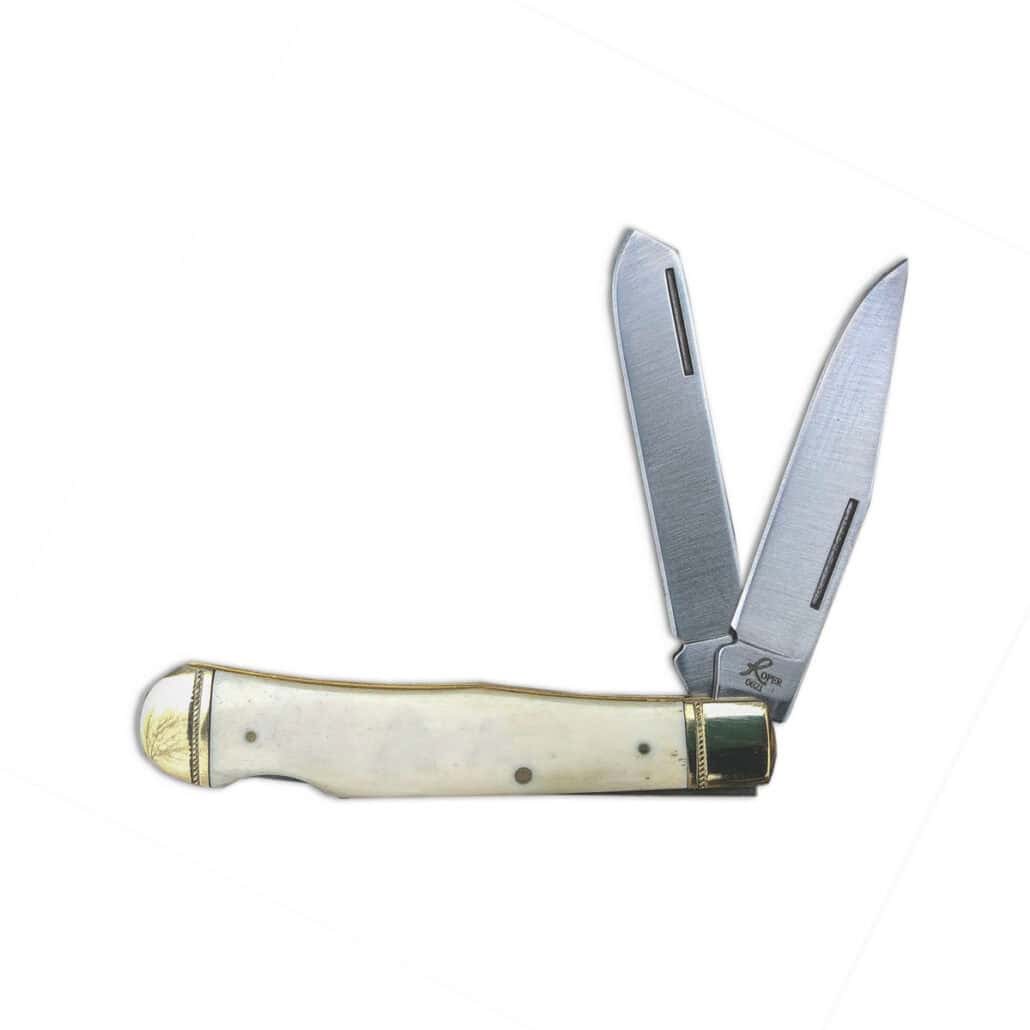Roper Double Action Lockback Trapper Jigged Bone Knives - American ...